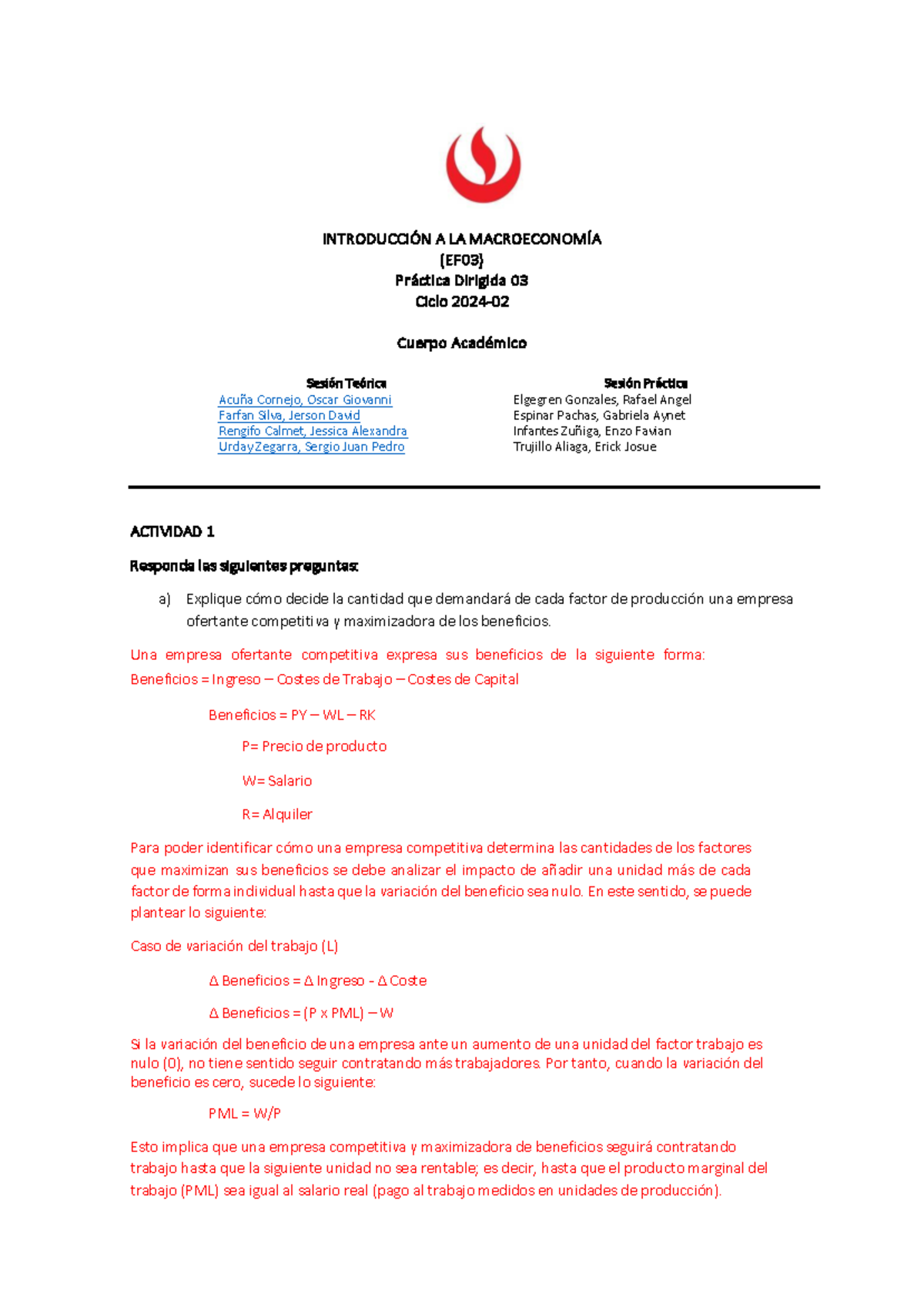 PD3 - 2024-2 - Intro macro-Sol - INTRODUCCIÓN A LA MACROECONOMÍA (EF0 3 ) Práctica Dirigida 03 ...