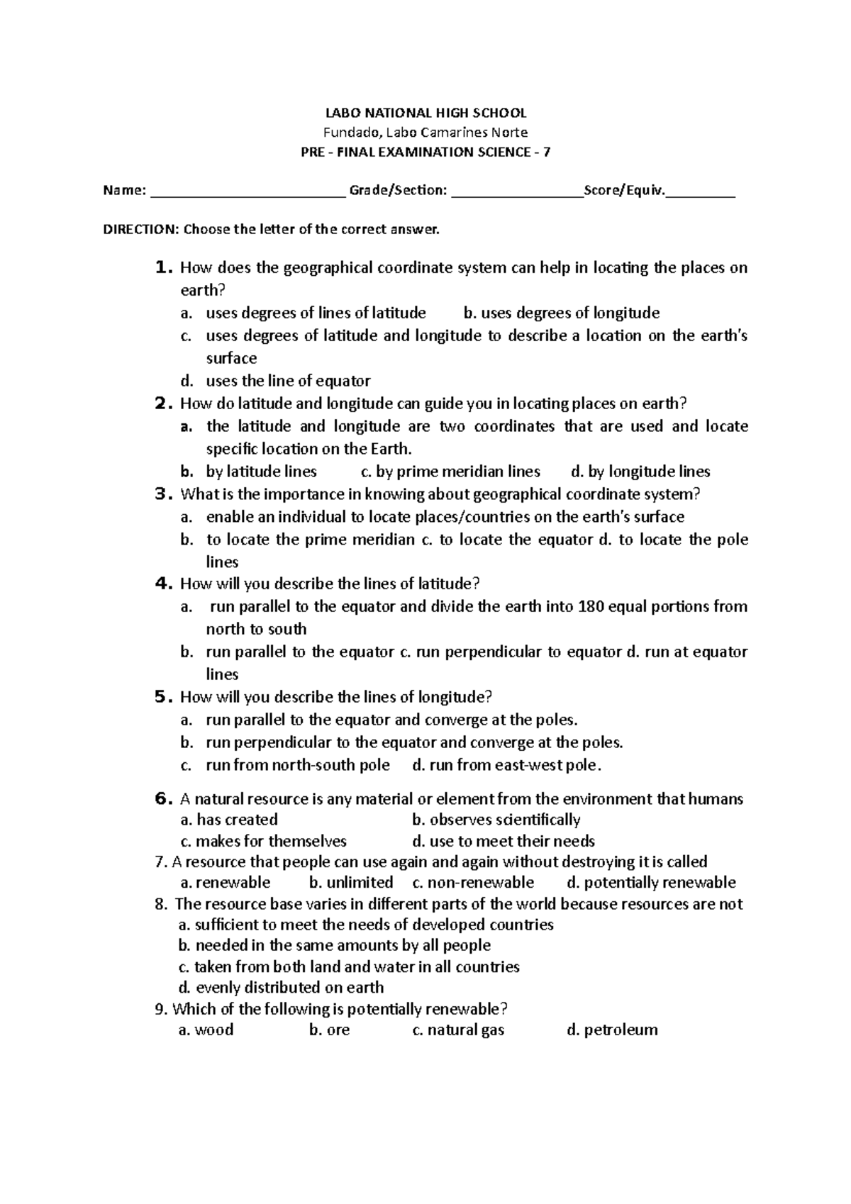 Objective-12b - rpms - LABO NATIONAL HIGH SCHOOL Fundado, Labo ...
