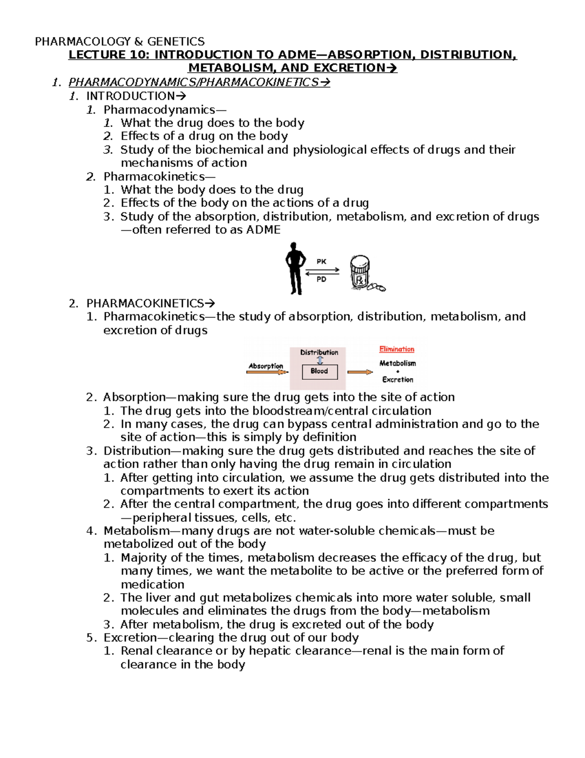 Lecture 10 notes - LECTURE 10: INTRODUCTION TO ADME—ABSORPTION ...