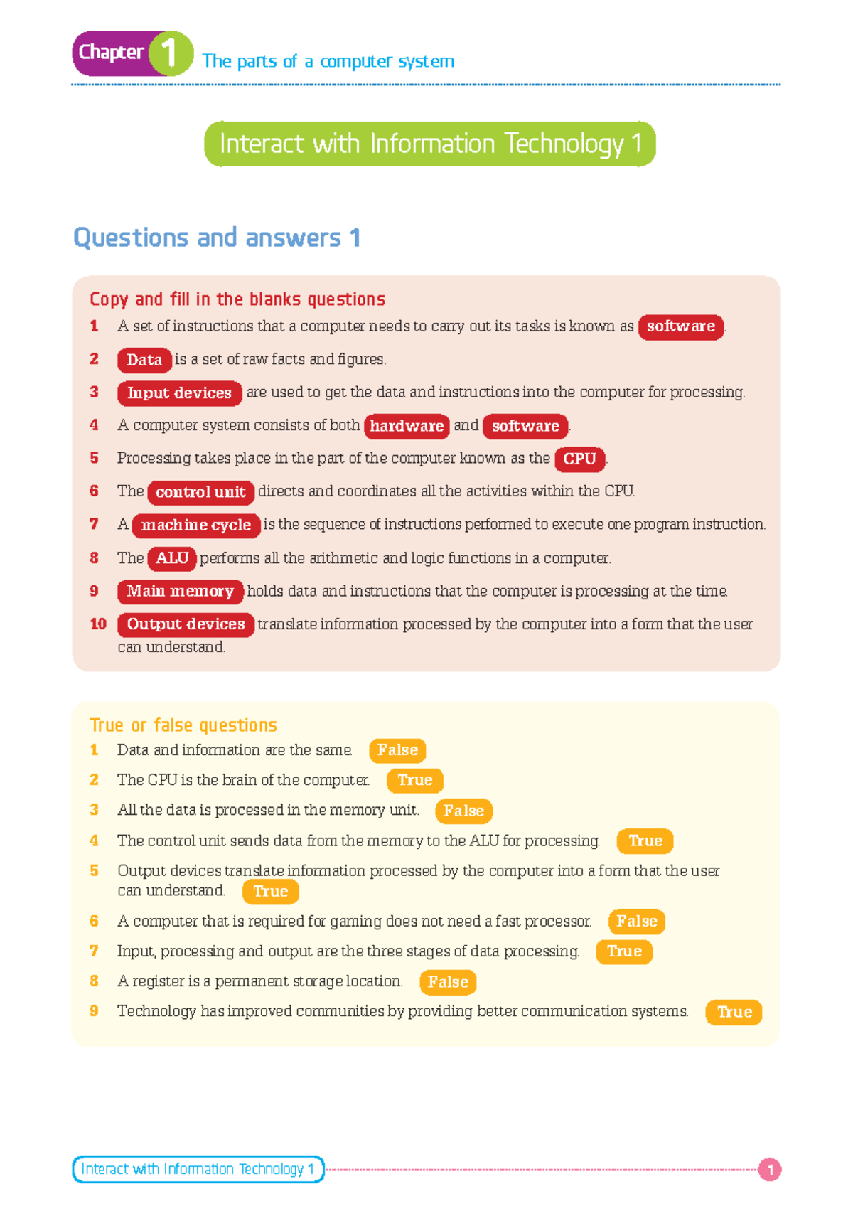 473966 interact with it book 1 answers - Chapter 1 The parts of a ...