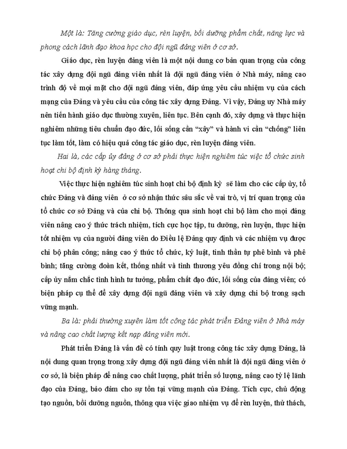 Mot so giai phap xay dung doi ngu dang vien o co so dap ung yeu cau nhiem vu trong tinh hinh moi ...