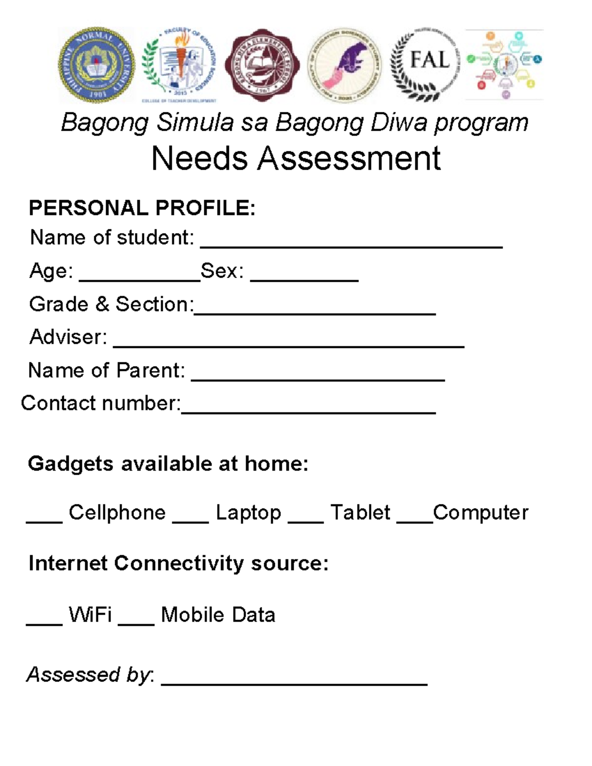 Dibels-and-Needs-Assessment -Template - Bagong Simula sa Bagong Diwa ...