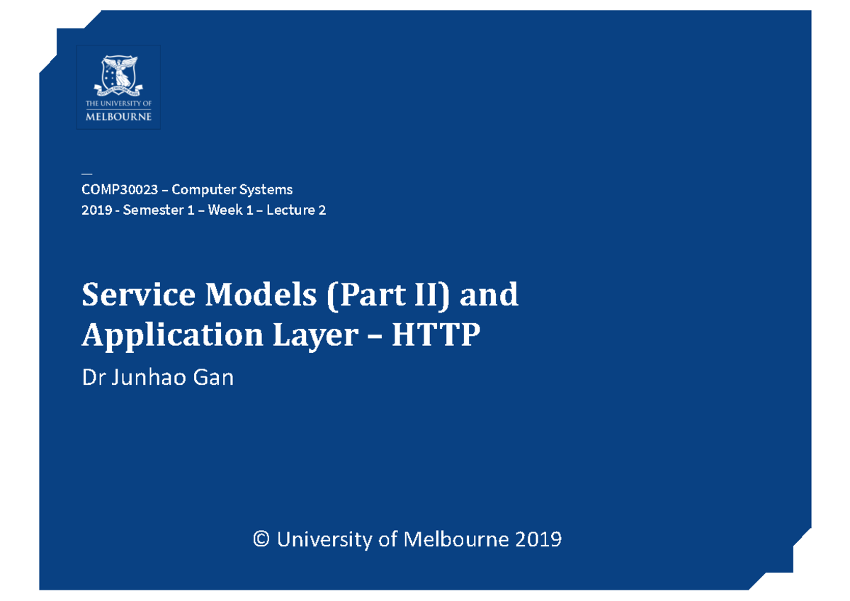 Lecture 2 - COMP30023 – Computer Systems 2019 - Semester 1 – Week 1 ...