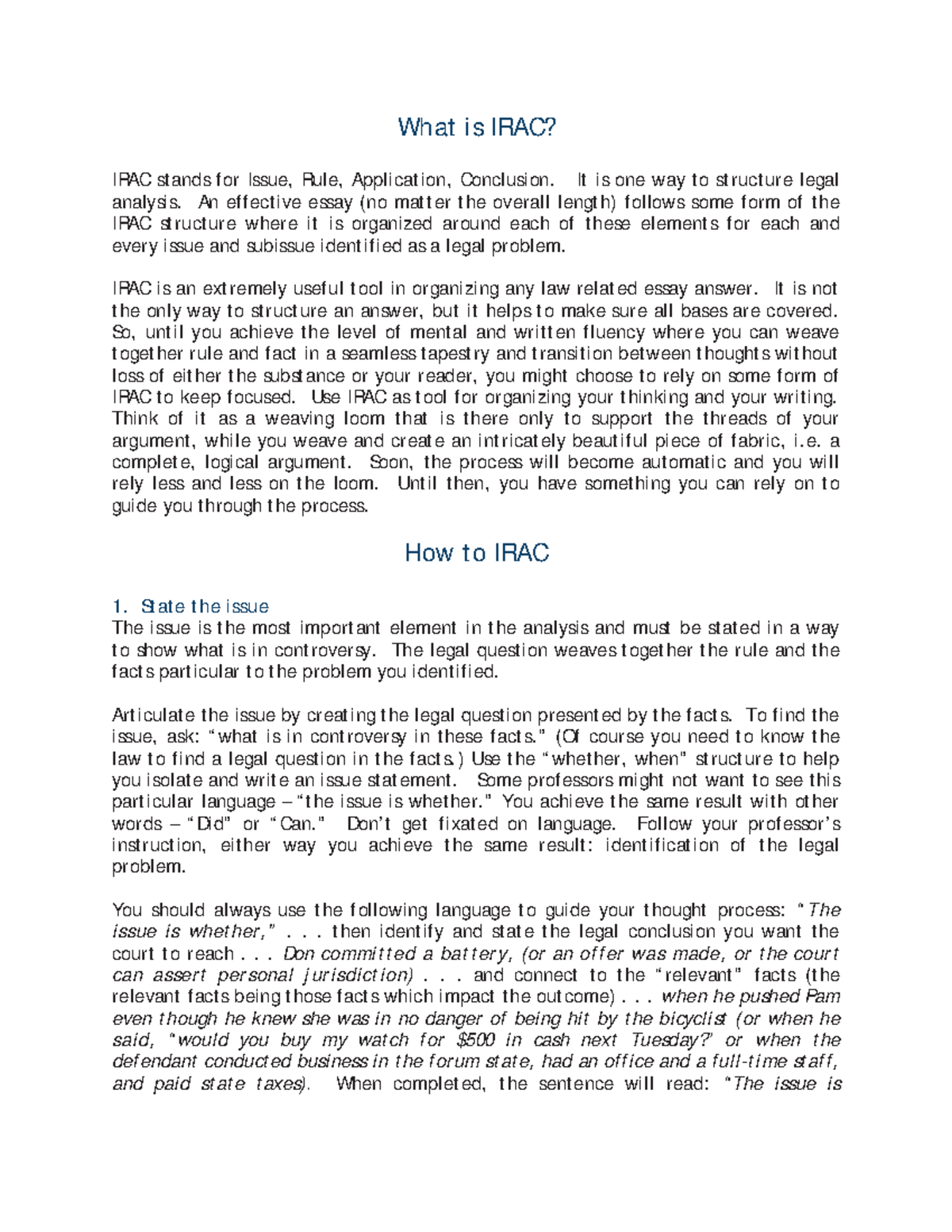 IRAC-Explanation-2021 - What is IRAC? IRAC st ands for Issue, Rule ...