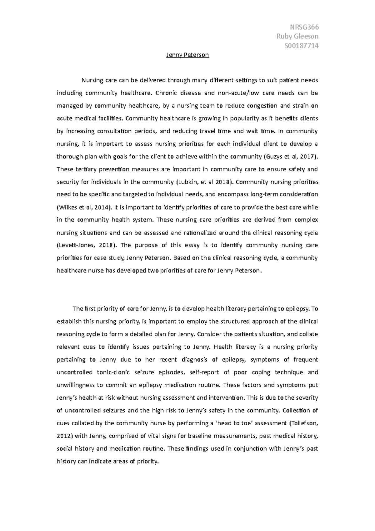 NRSG366-Assesment Case Study - NRSG366 Ruby Gleeson S00187714 Jenny ...