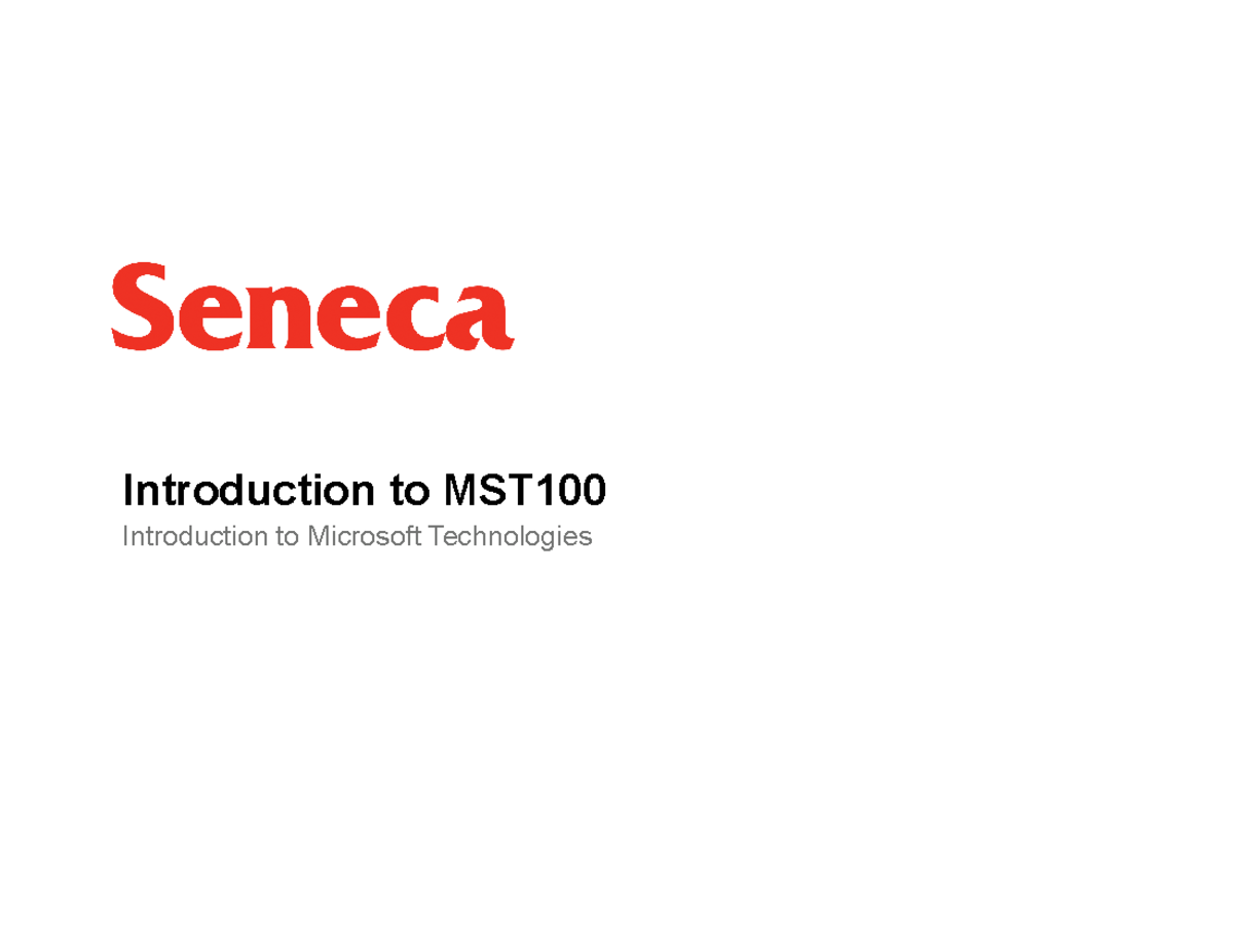 Week1 Introduction - Introduction to MST Introduction to Microsoft Technologies ï Course ...