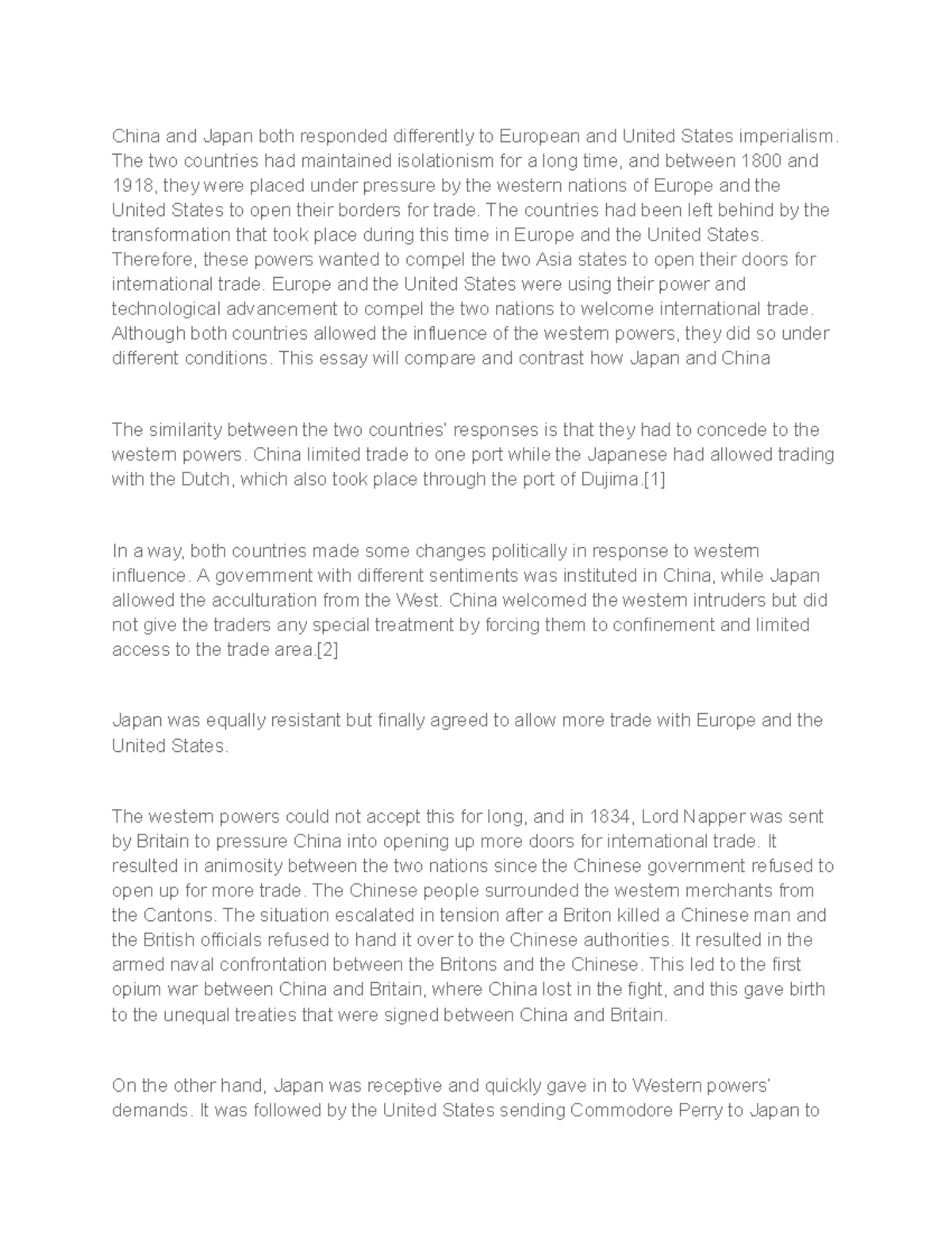 Compare and Contrast Approaches in China and Japan to European and ...