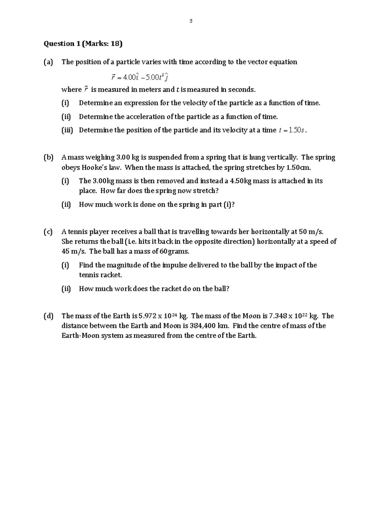 Final Exam 2016 Questions Question 1 Marks 18 a The Position Of final-exam-2016-questions-question-1-marks-18-a-the-position-of