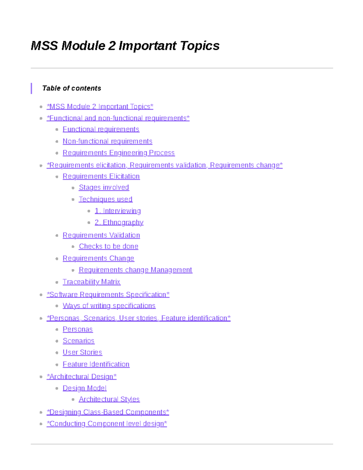 MSS Module 2 Important Topics - MSS Module 2 Important Topics Table of ...