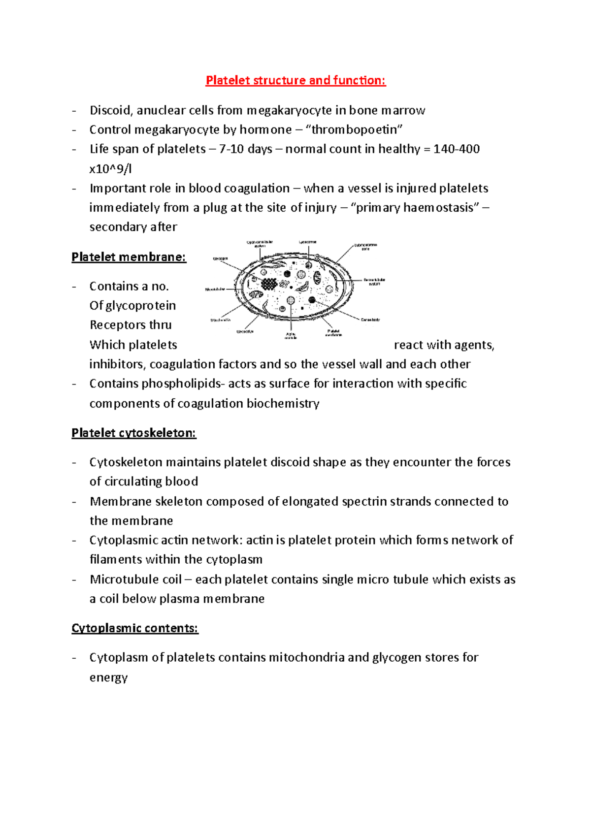 Platelet structure and function - Platelet structure and function ...