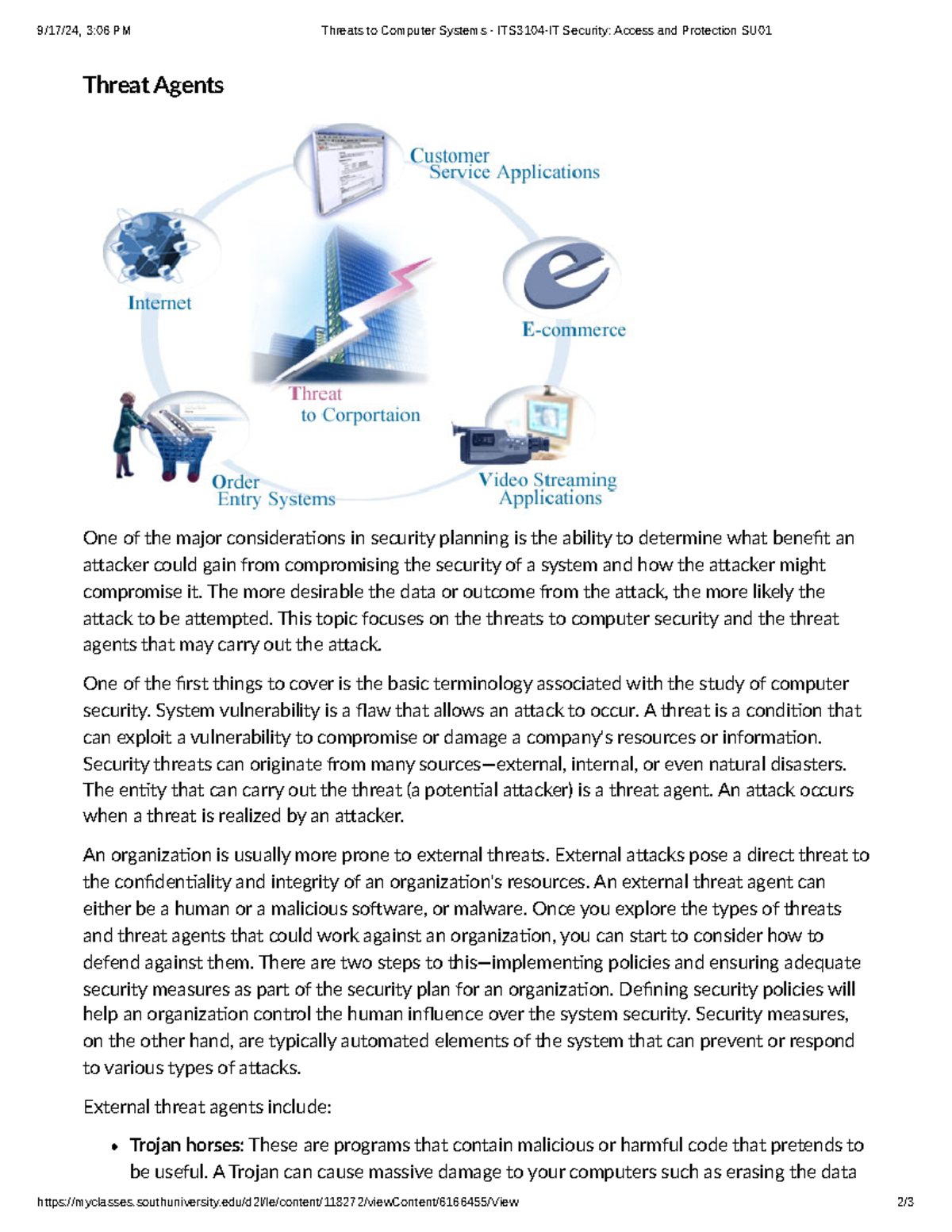 Threats to Computer Systems - ITS3104-IT Security Access and Protection ...