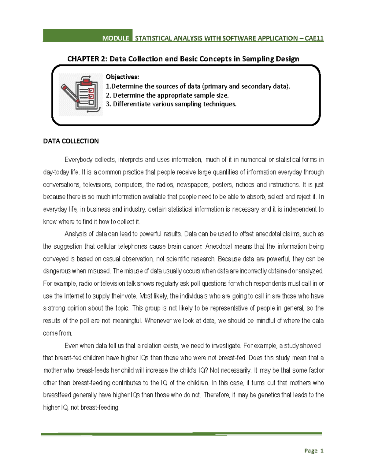 CAE11 Chapter 2 - Lecture - CHAPTER 2: Data Collection and Basic ...