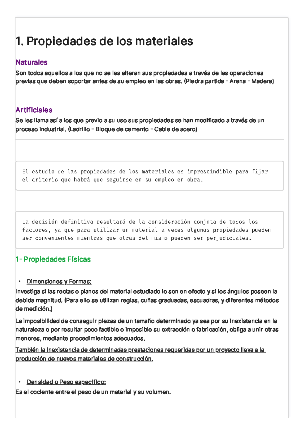 1. Propiedades de los materiales - 1. Propiedades de los materiales El ...