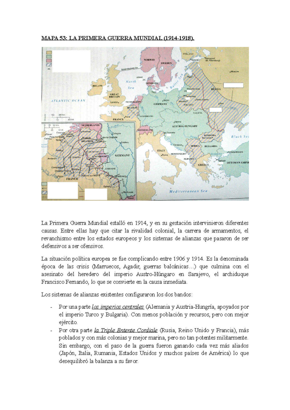 MAPA 53 LA Primera Guerra Mundial (1914-1918) - MAPA 53: LA PRIMERA ...