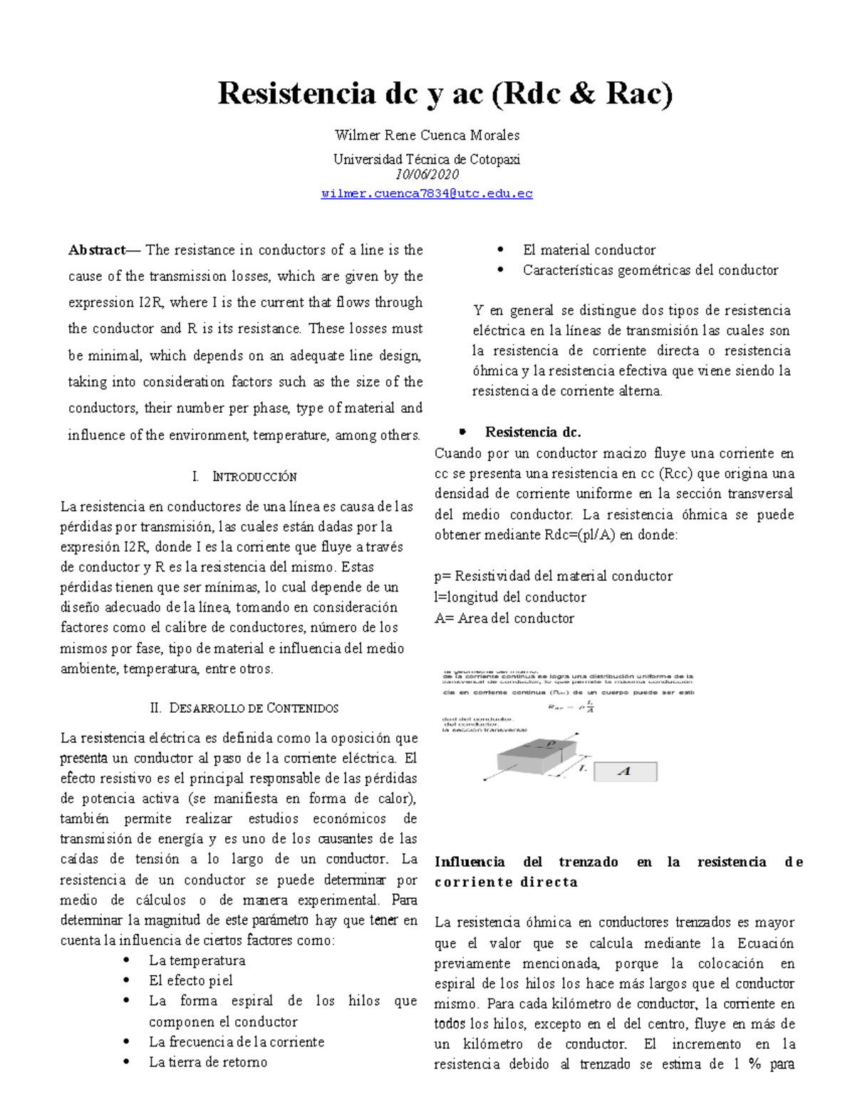 Resistencia DC y AC - Resistencia dc y ac (Rdc & Rac) Wilmer Rene ...
