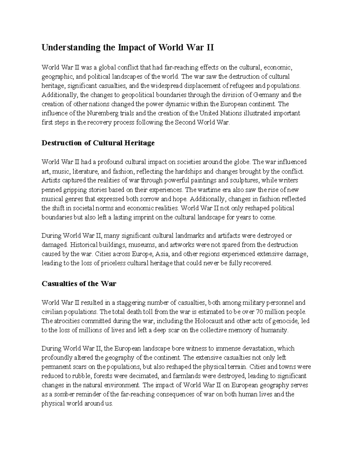 Understanding the Impact of World War II - The war saw the destruction ...