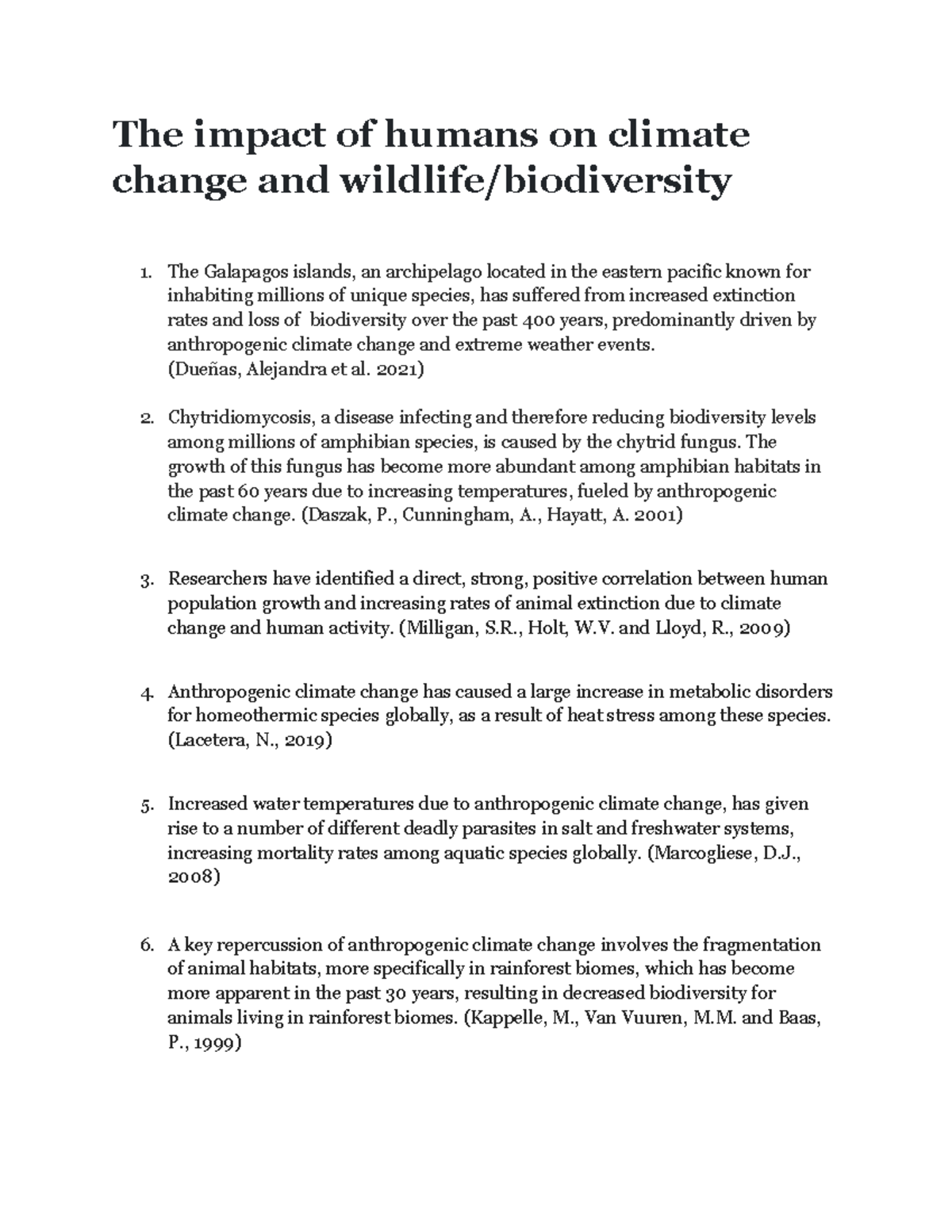 Biology Assignment 2 - bio - The impact of humans on climate change and ...