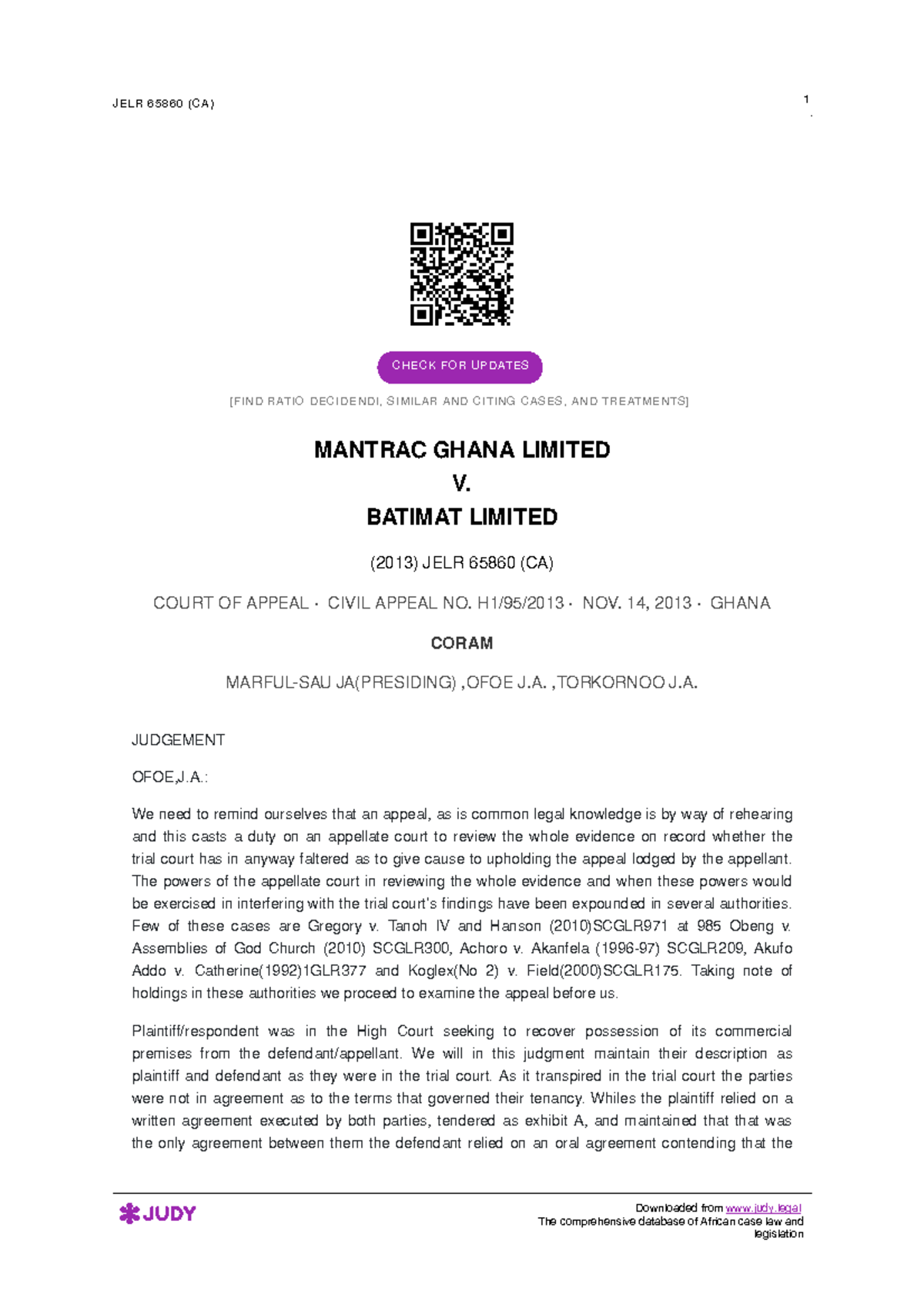Mantrac Ghana Limited V. Batimat Limited - CHECK FOR UPDATES [FIND ...