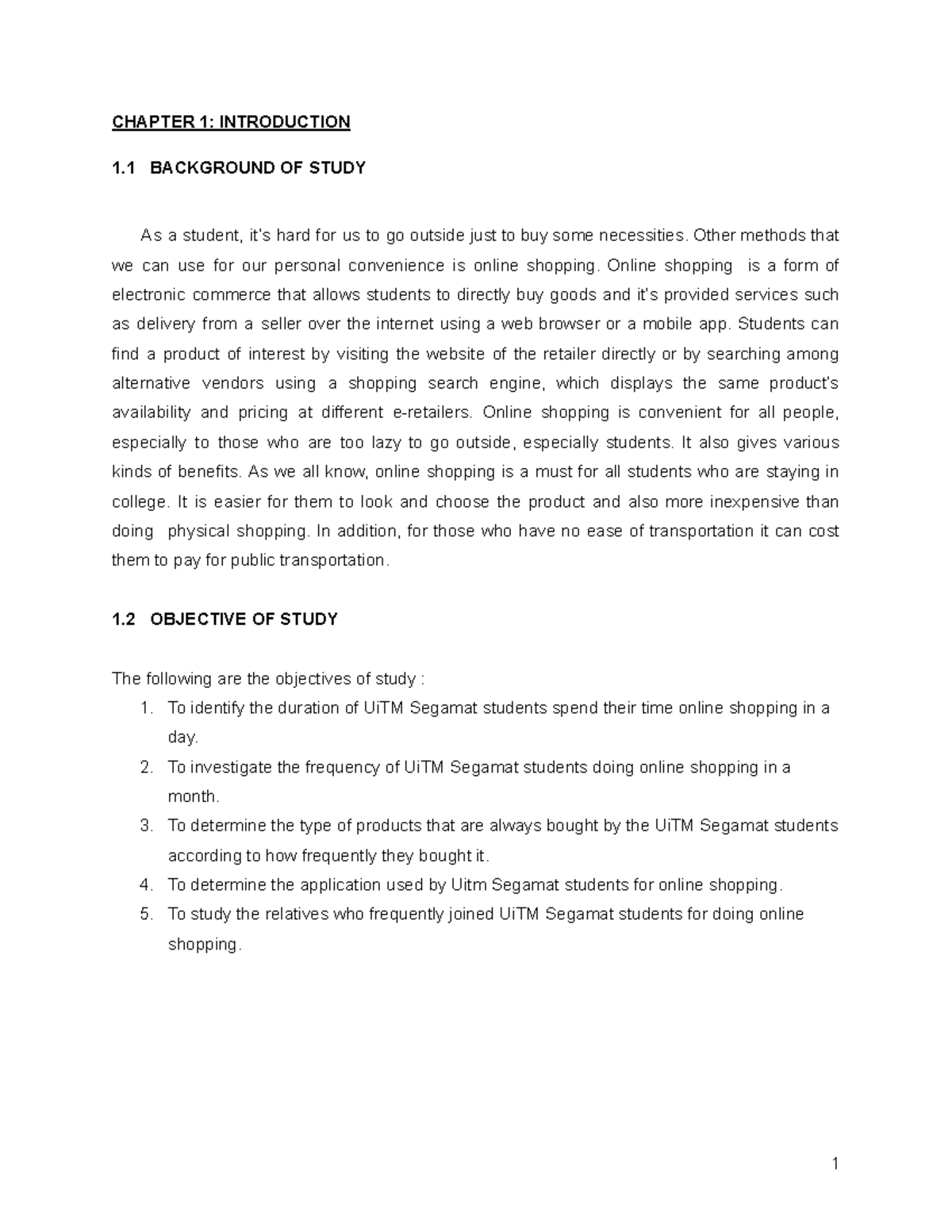 Introduction TO Statistic - CHAPTER 1: INTRODUCTION 1 BACKGROUND OF ...