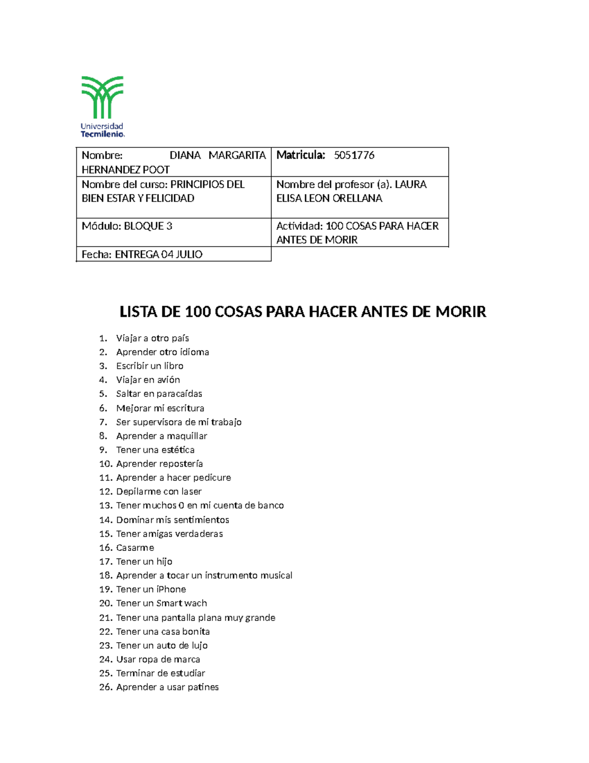 100 cosas antes de morir - LISTA DE 100 COSAS PARA HACER ANTES DE MORIR ...