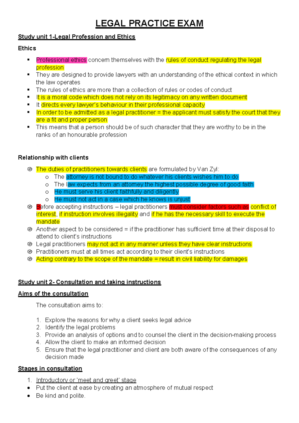 472 Notes - Covers every study unit - LEGAL PRACTICE EXAM Study unit 1 ...