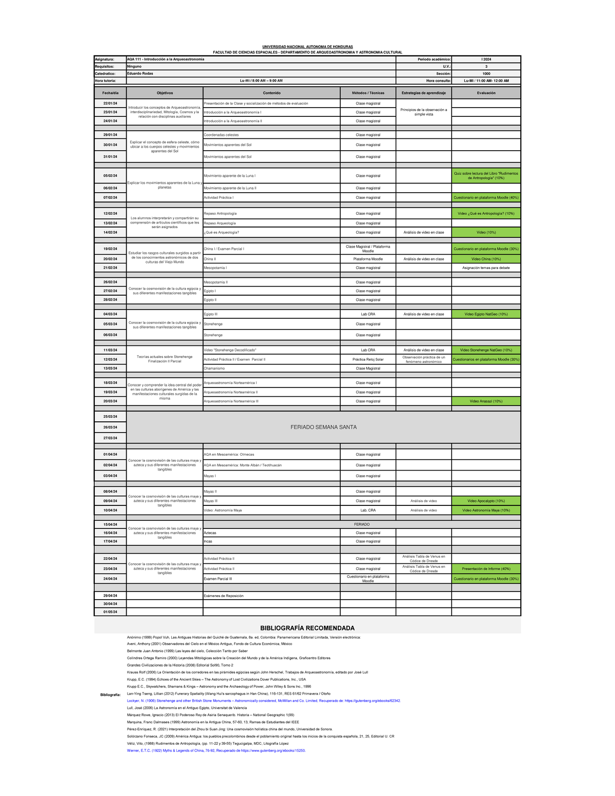 Jornalización clases IP 2024 1000 c - Asignatura: Período académico: I 2024 Requisitos: U.: 3 ...