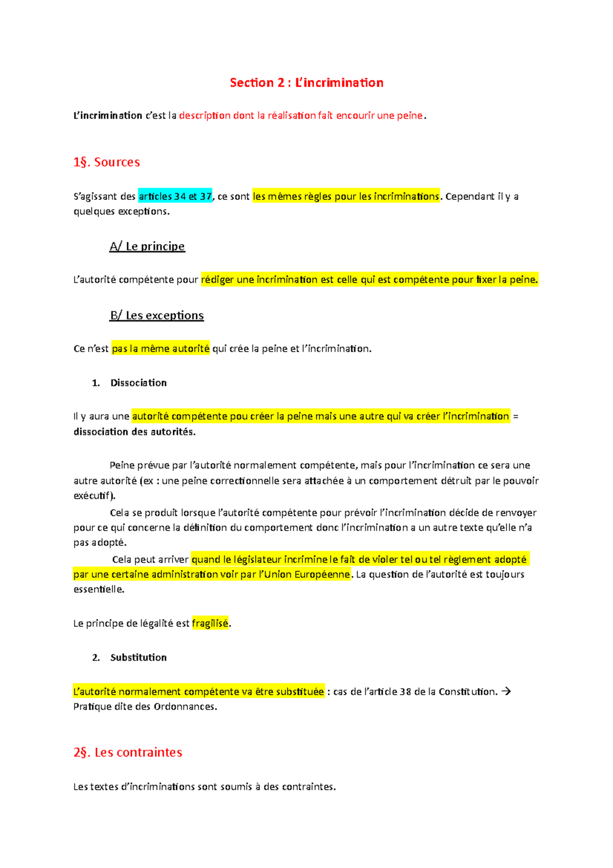 Droit pénal - L'incrimination - Section 2 : L’incrimination L ...