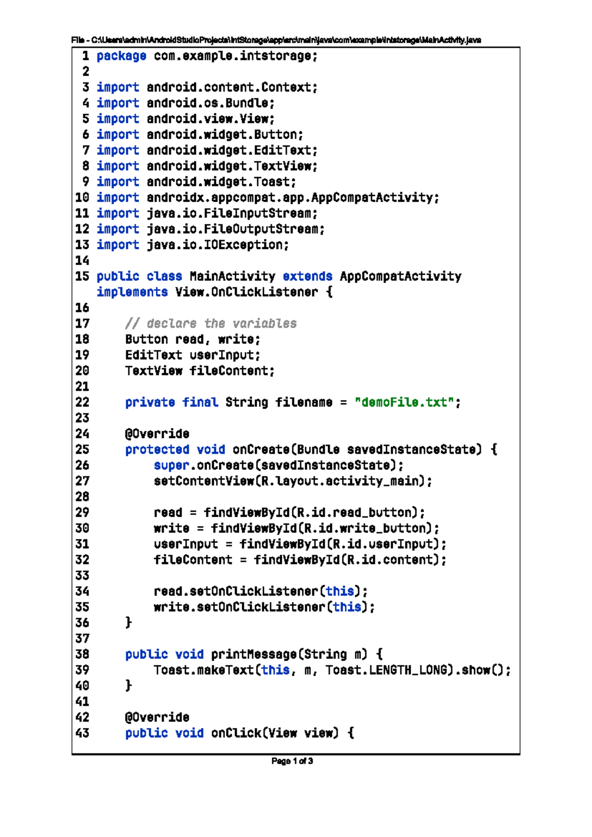 Main Activity java files - 1 package 2 3 import android.content 4 import 5 import 6 import 7 ...