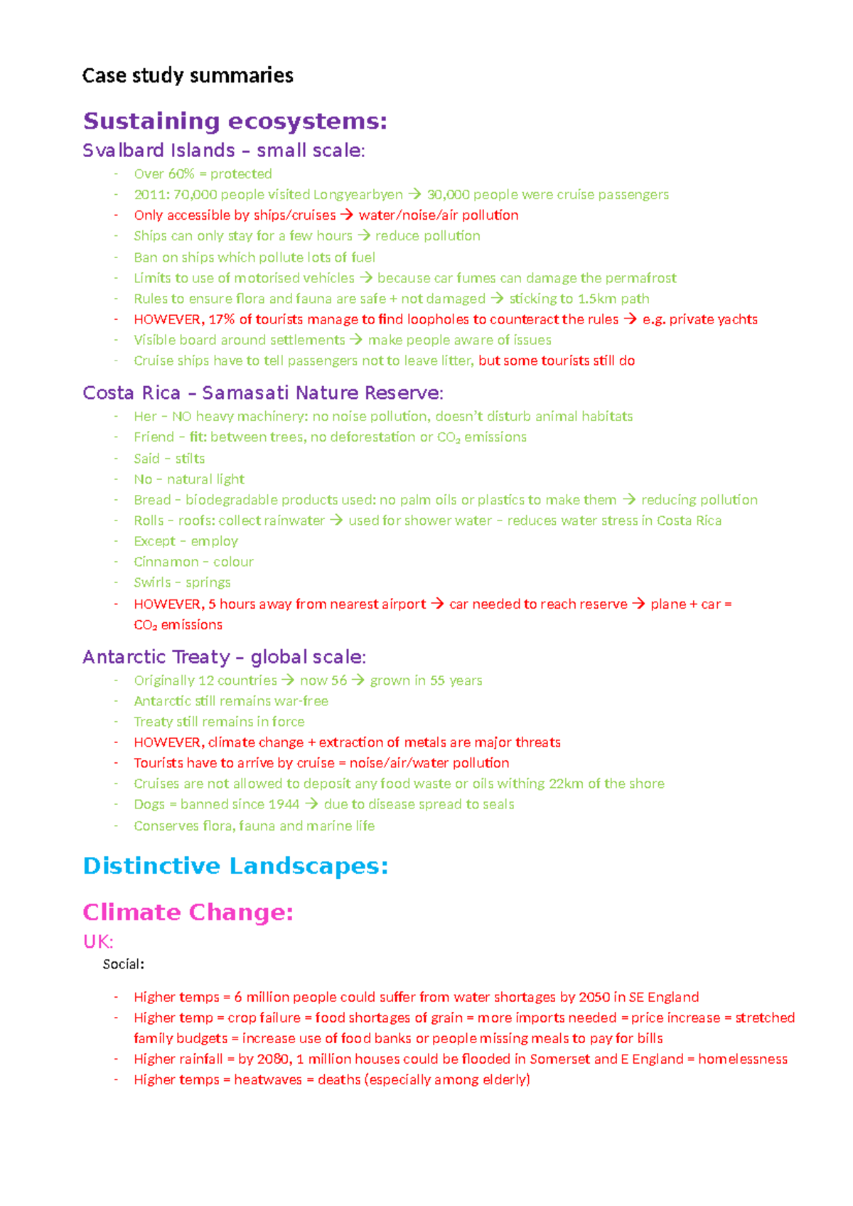 Geo - Case Study Summaries - Case study summaries Sustaining ecosystems ...