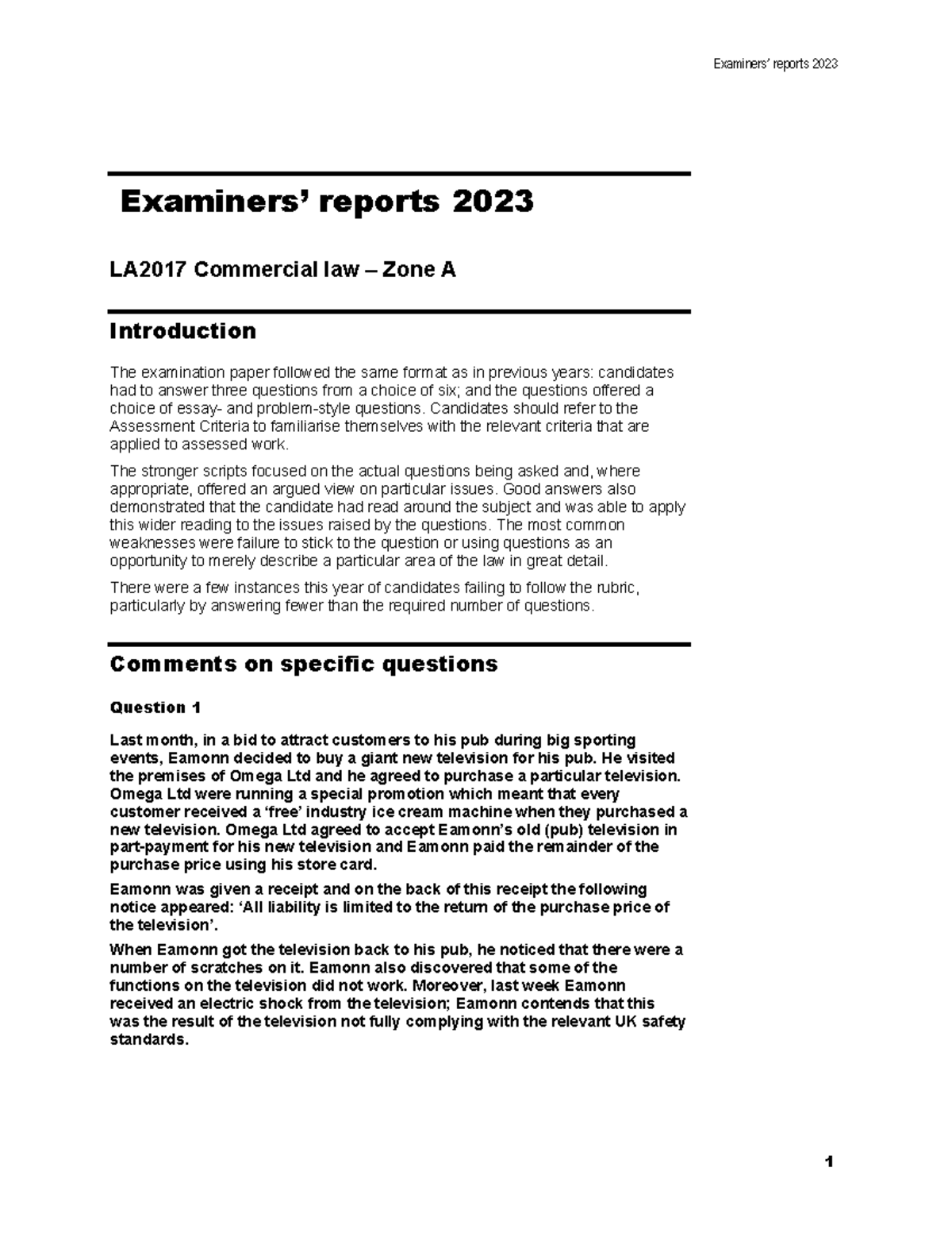 Commercial report 2023 A - Examiners’ reports 2023 Examiners’ reports ...
