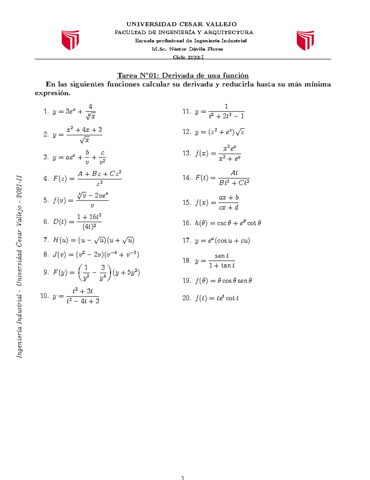 Tarea N°01 - ejercicios de matemáticas en el ciclo uno de la ...