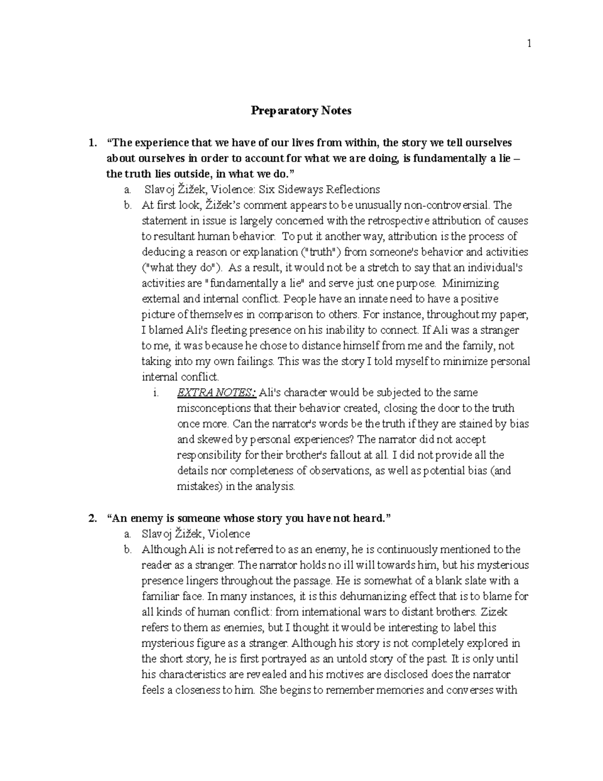 Safaa Asif Prep Notes 041222 - 1 Preparatory Notes “The experience that ...