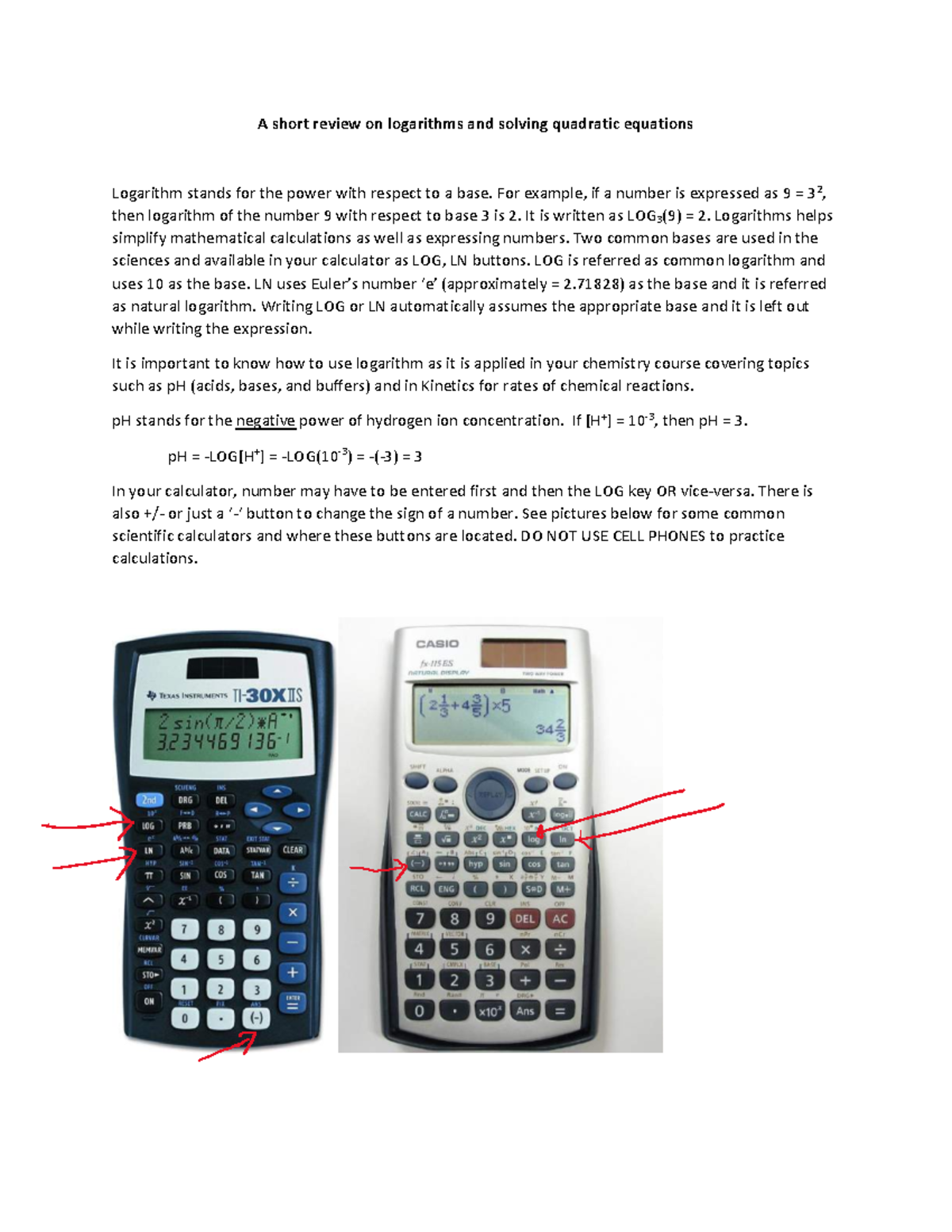 A short review on logarithms and solving quadratic equations-compressed ...