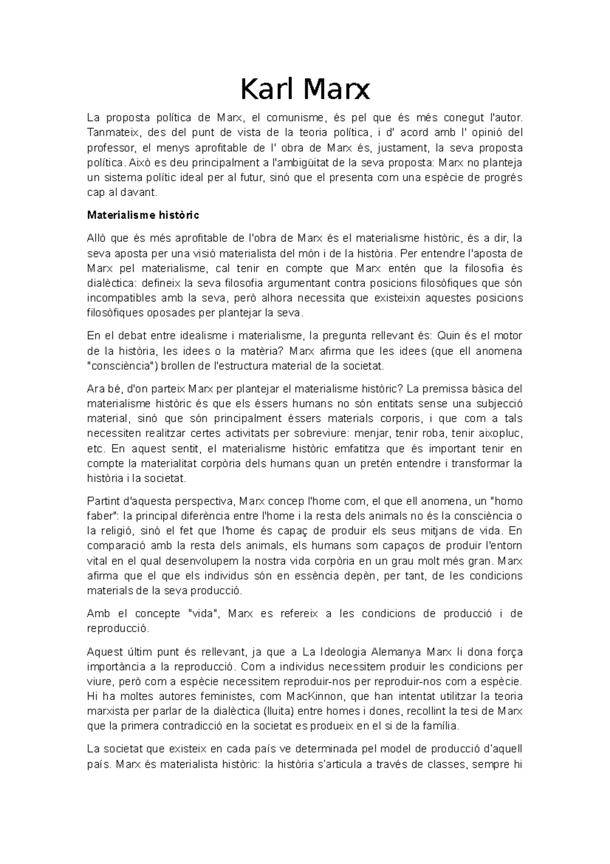 Karl Marx - Apunts sobre Karl Marx Profe. Oscar Jaén - Karl Marx La ...