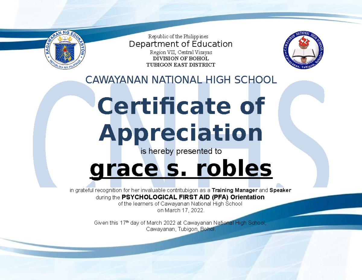 Cert-speaker - Create a Certificate. - Republic of the Philippines ...