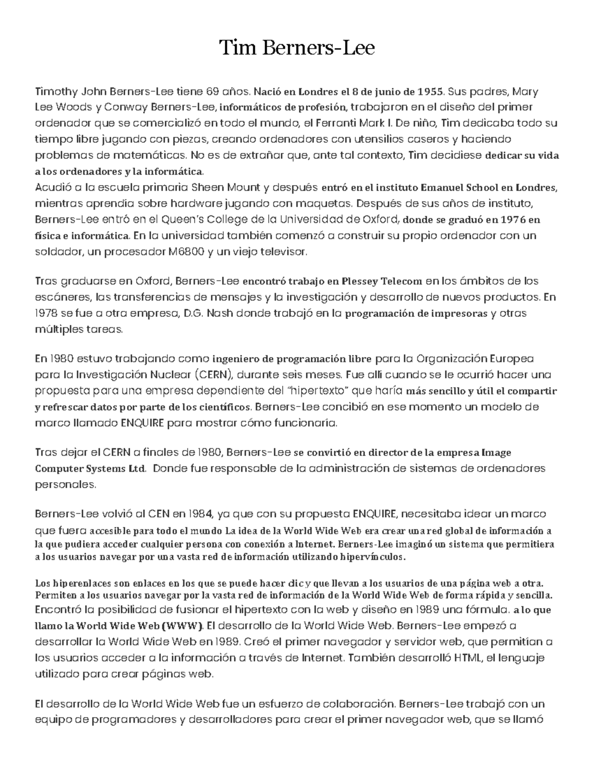 Biografia de Tim Berners-Lee - Tim Berners-Lee Timothy John Berners-Lee ...