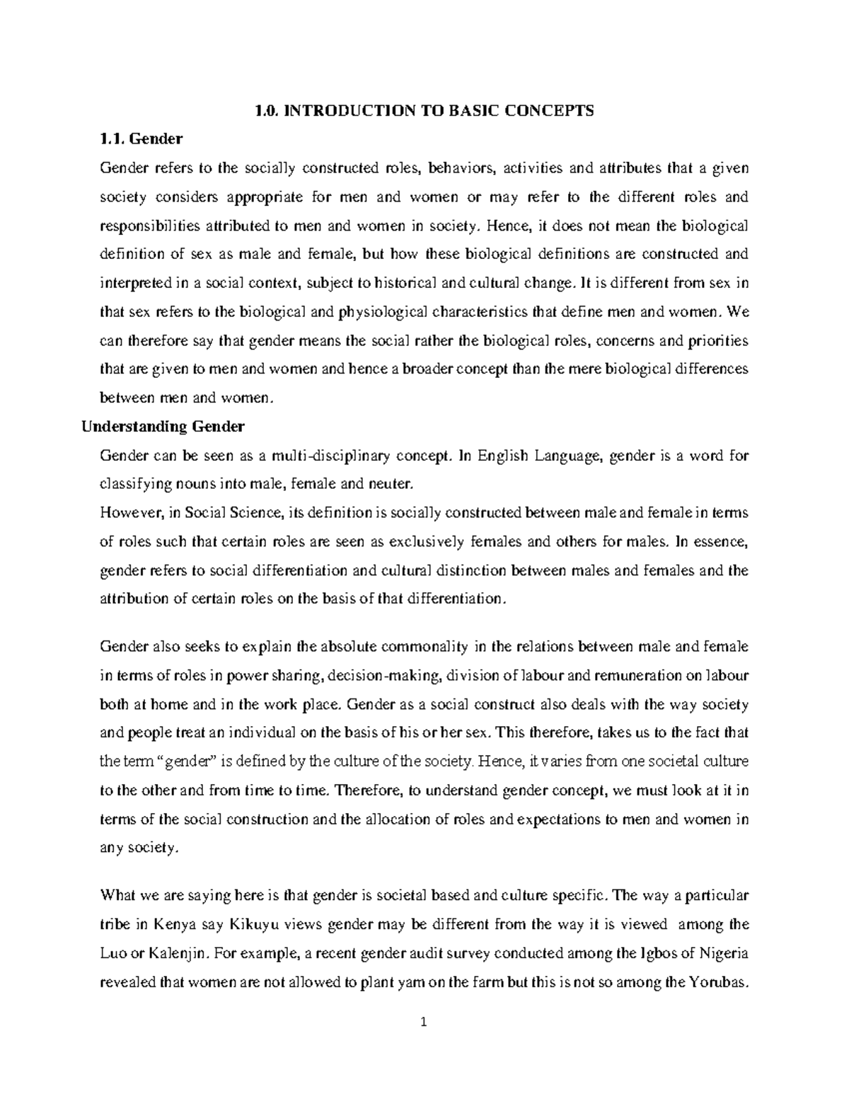 UCC 203 Lesson 1A-Gender concept and definition of terms - 1 ...