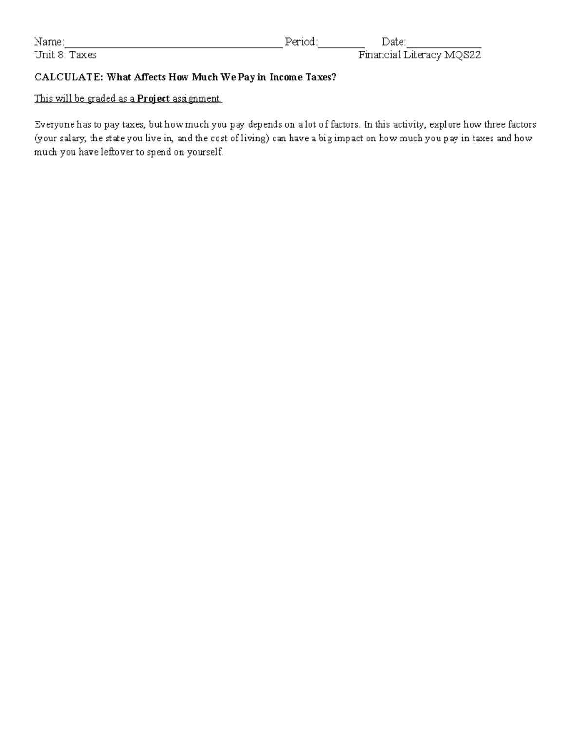 Erika Damian - 8.01 What Affects Income Taxes - Worksheet - - Studocu