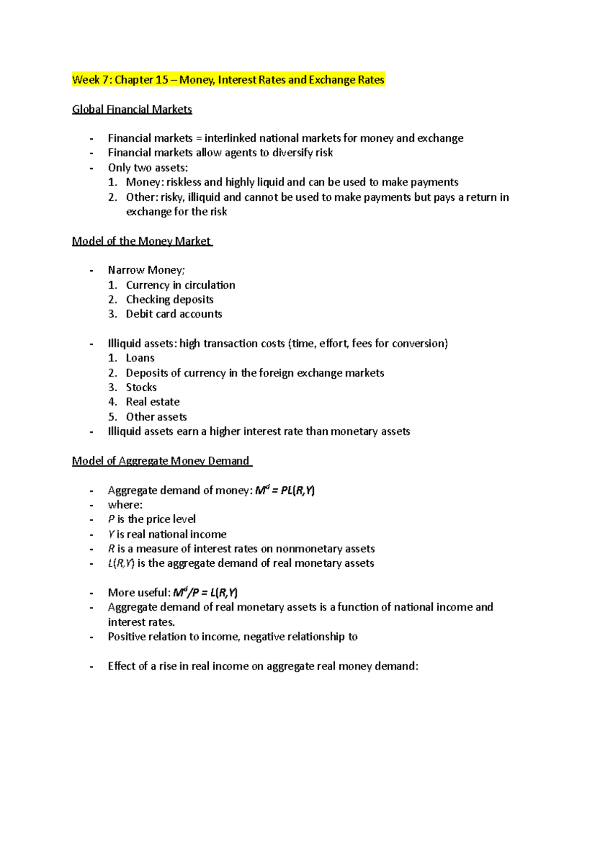 Revision Notes PIGE Part 2 Global Financial System - Week 7: Chapter 15 ...