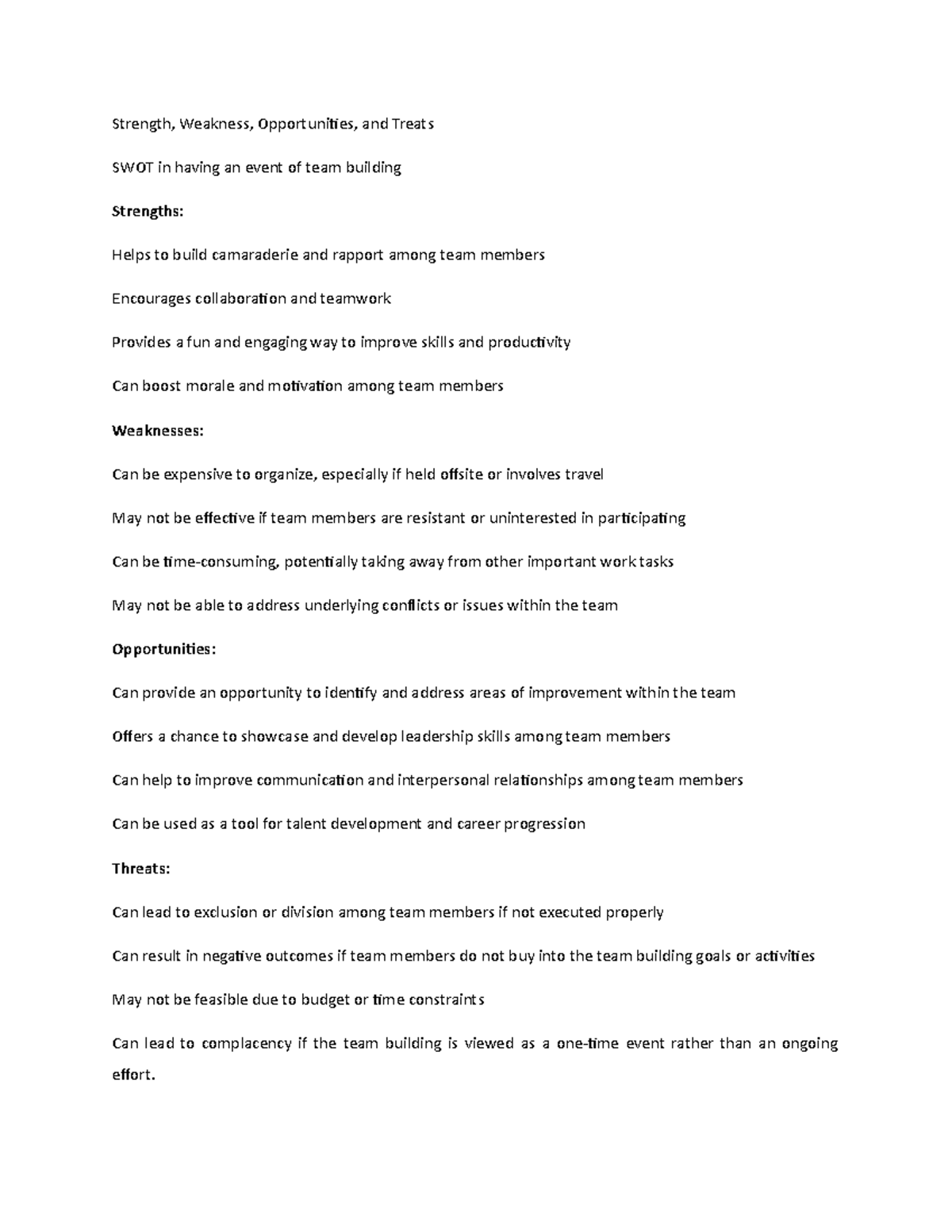 SWOT - Strength, Weaknesses - Strength, Weakness, Opportunities, and ...