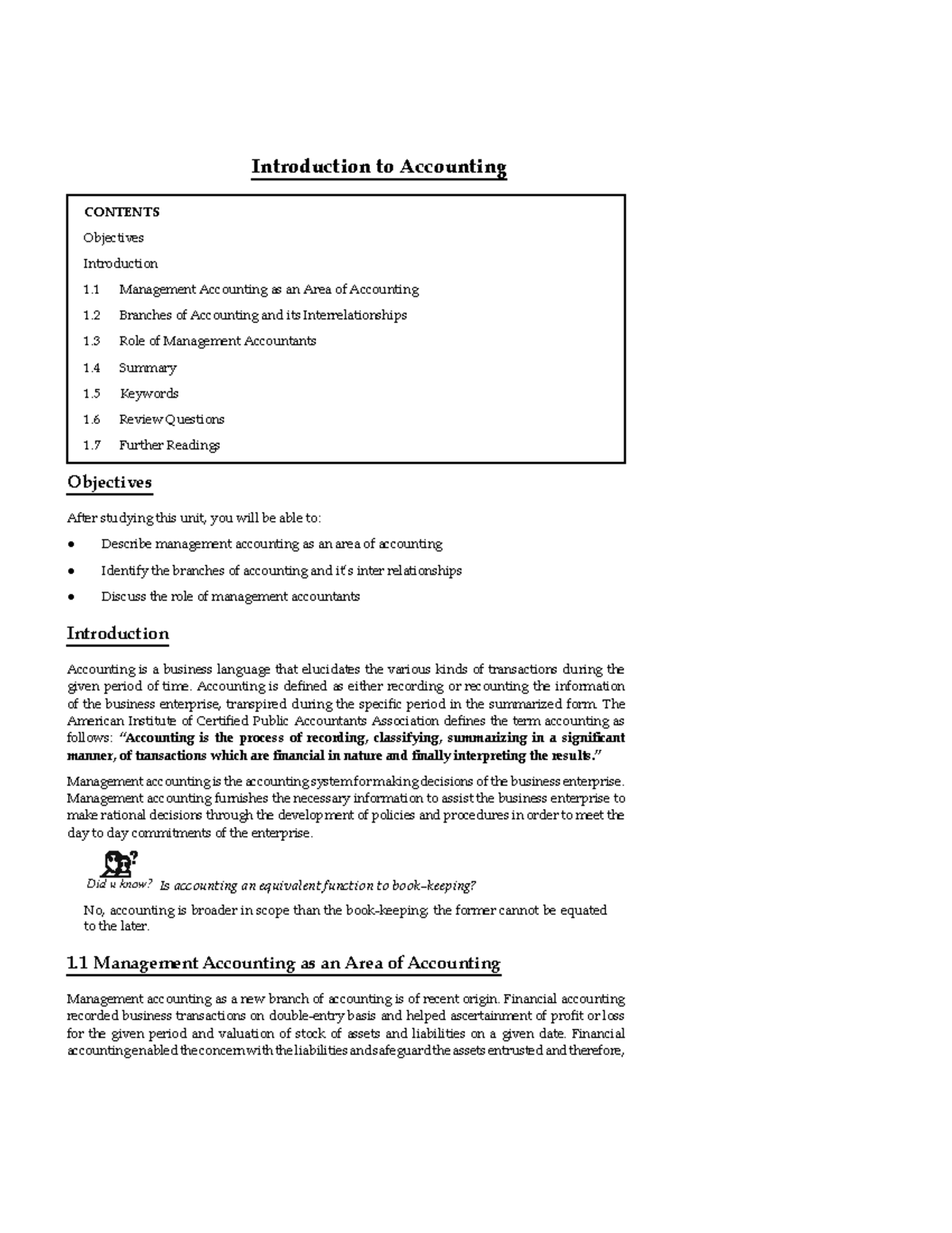 Note about Introduction to accounting - Unit 1: Introduction to ...