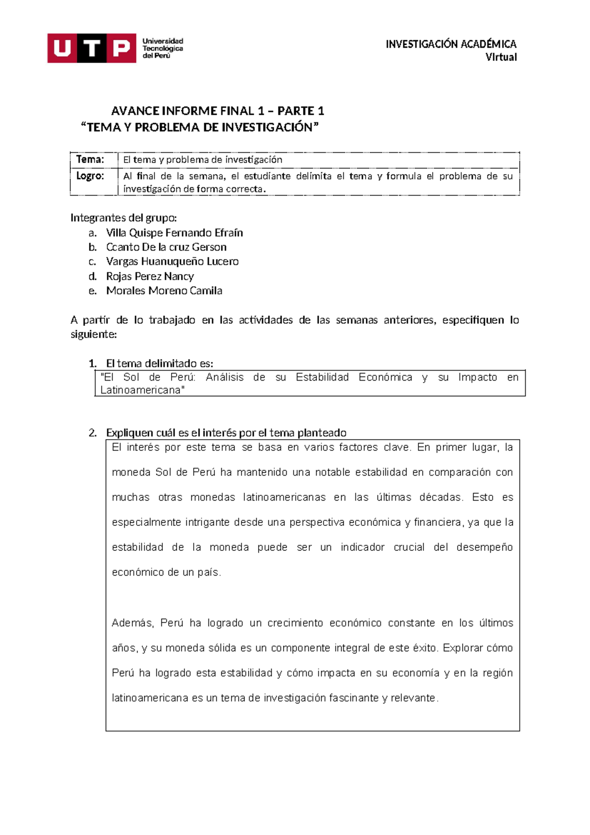 Semana 03-Formato Avance de Informe Final 1 - Parte 1 Tema y problema de investigación - Virtual ...