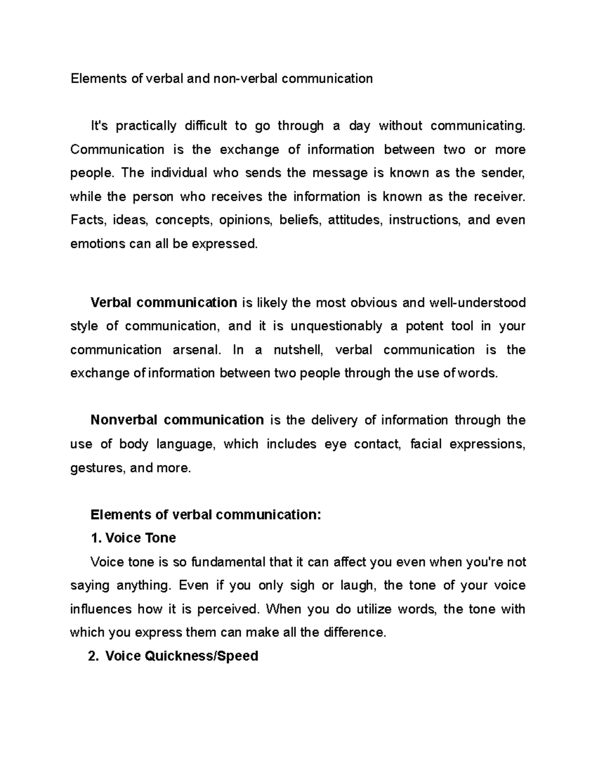 Elements of verbal and non - Elements of verbal and non-verbal ...