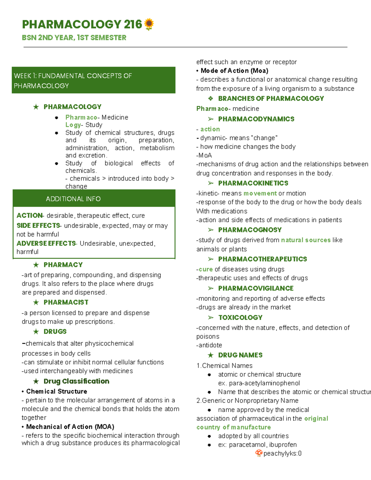 Pharma Prelims - REVIEWER - BSN 2ND YEAR, 1ST SEMESTER WEEK 1 ...