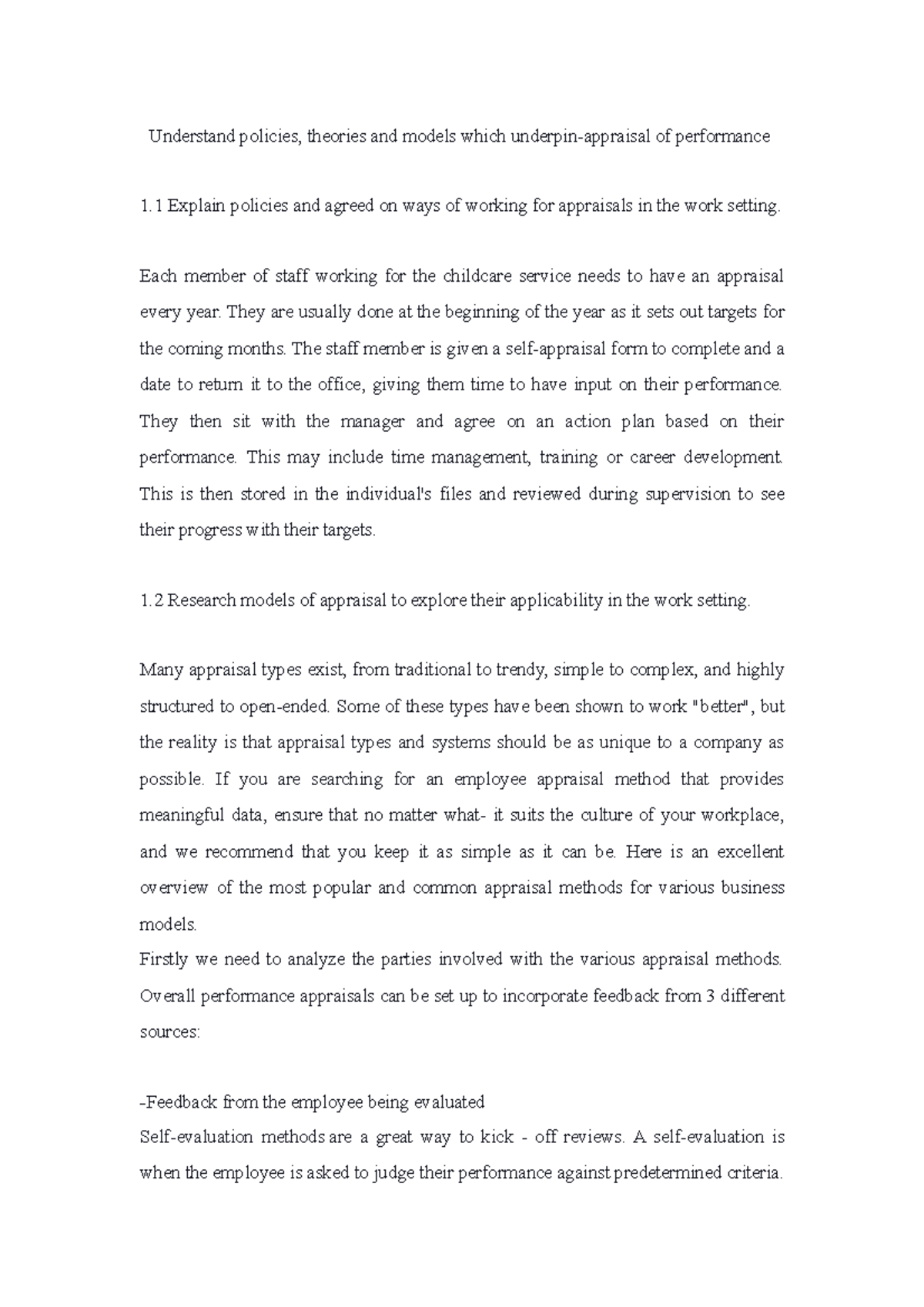 Appriasal of performance - Understand policies, theories and models ...