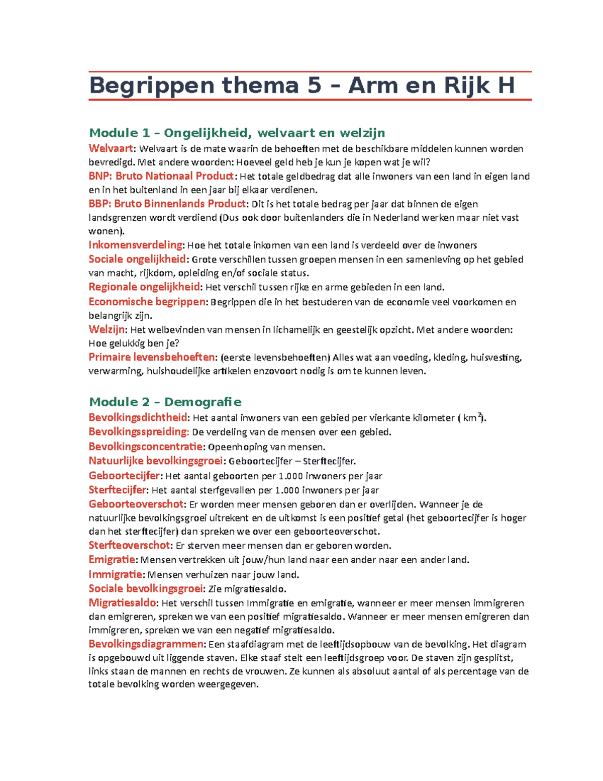 Begrippen Thema 5 Arm En Rijk H Met Andere Woorden Hoeveel Geld