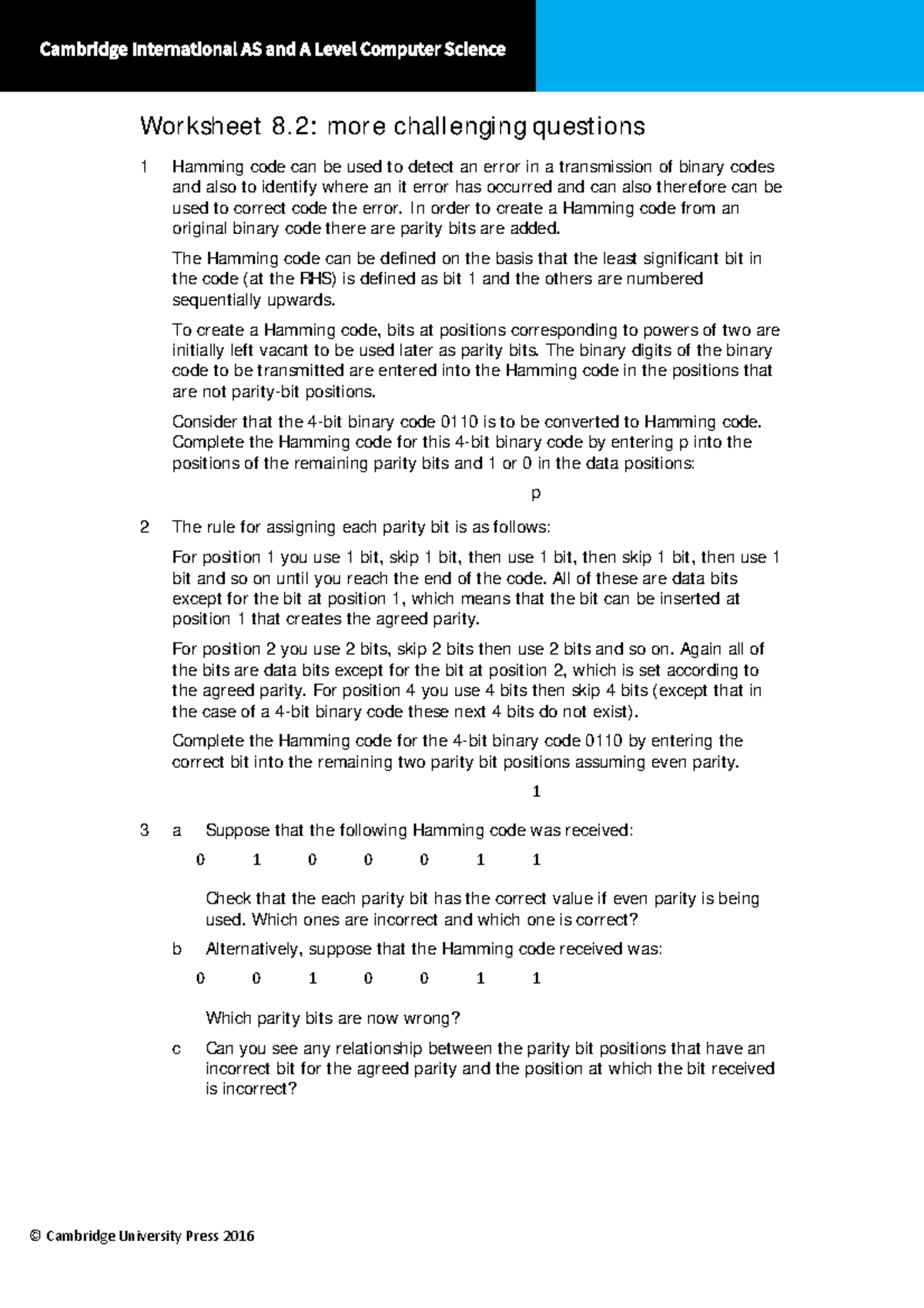 Course book Chapter 8 Worksheet 2 - © Cambridge University Press 201 6 ...