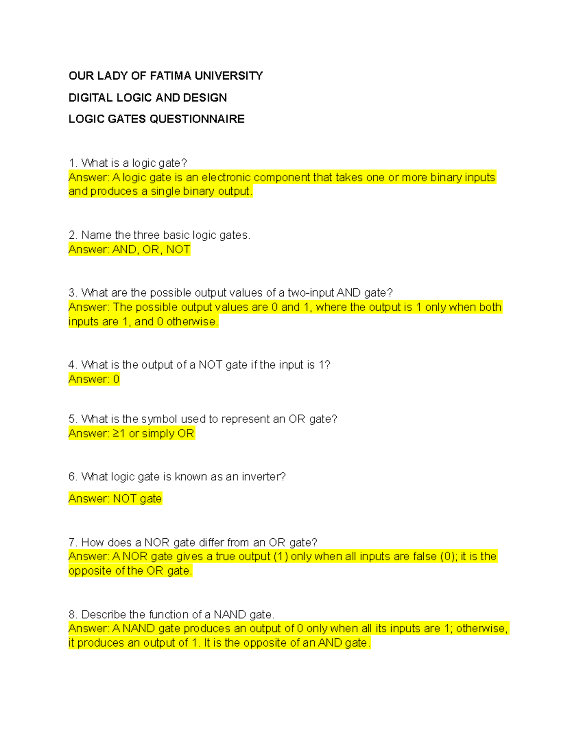 DLOG Practice Quiz (Our Lady of Fatima University) - OUR LADY OF FATIMA ...