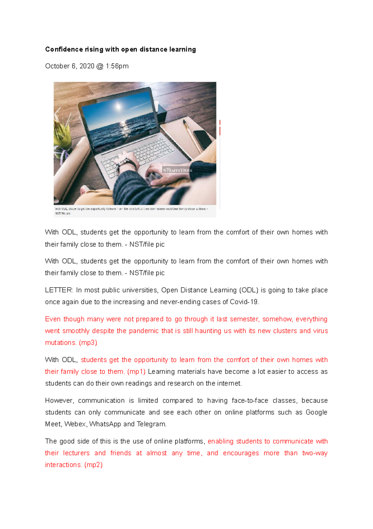 Confidence rising with open distance learning (main article ...