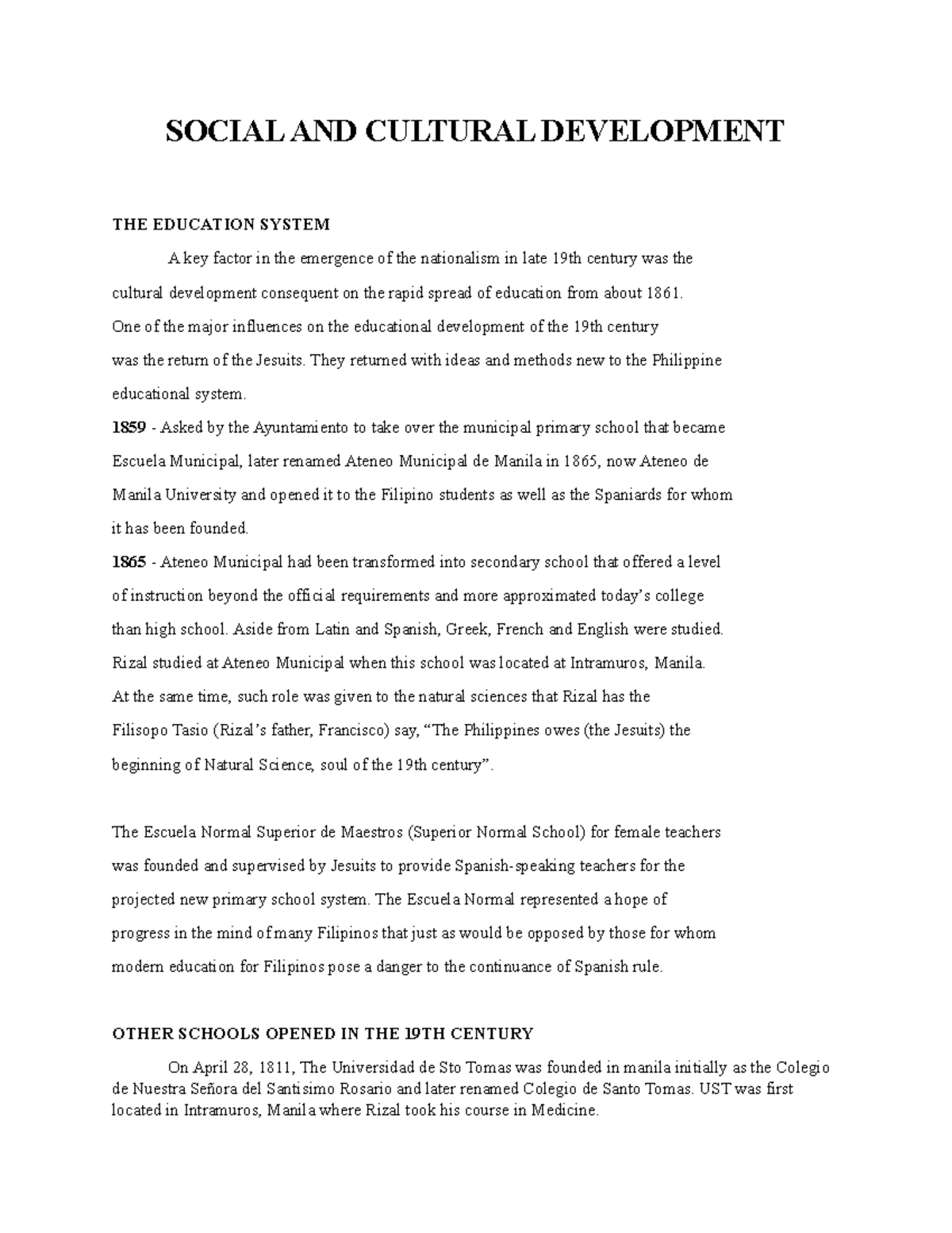 Social AND Cultural Development - SOCIAL AND CULTURAL DEVELOPMENT THE ...